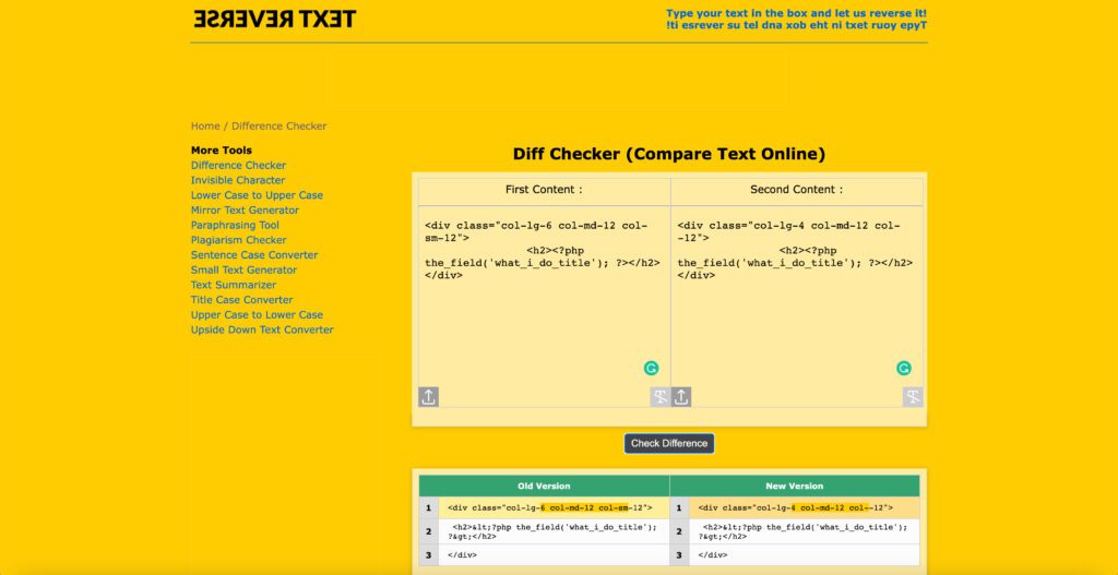 How can developers easily compare the two code files using online tools?