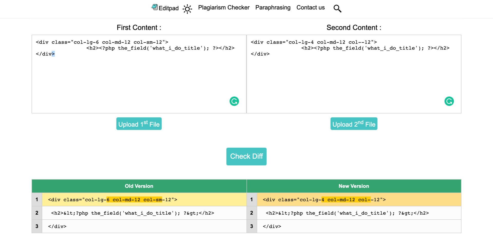 How Can Developers Easily Compare The Two Code Files Using Online Tools 
